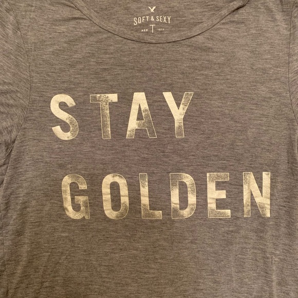 American Eagle Outfitters | Tops | New American Eagle Stay Golden Soft Sexy Tee | Poshmark